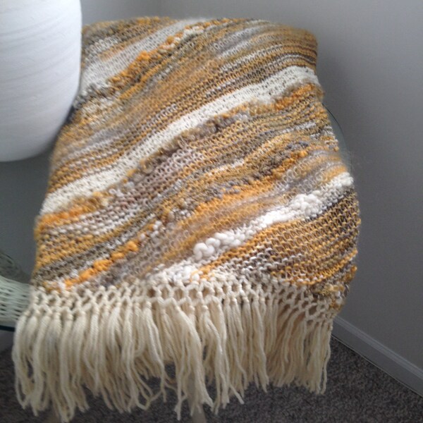 Hand Knit Throw - Etsy