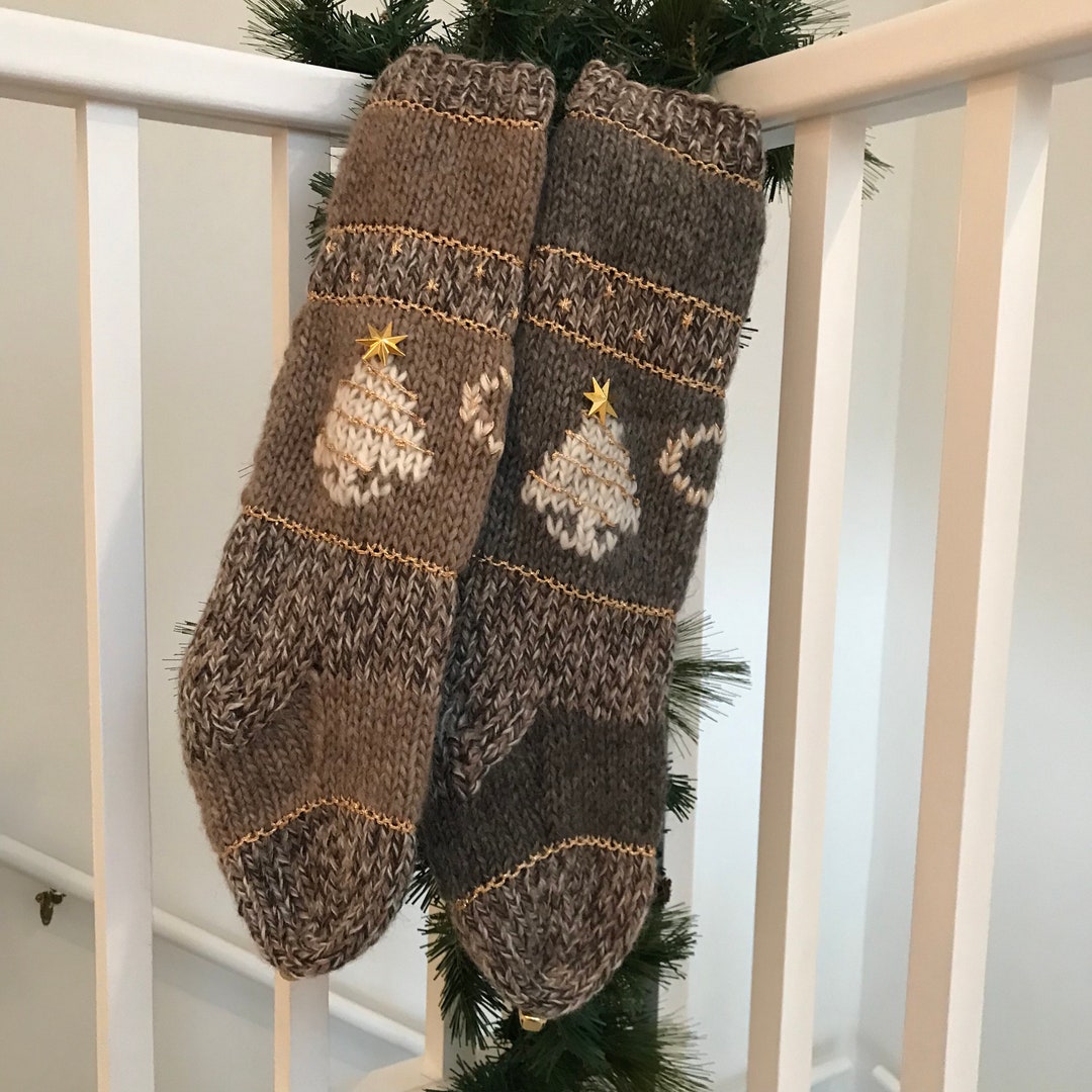 Icelandic Wool Christmas Stocking-grays-browns-natural-gold Metallic ...