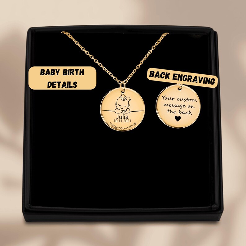 Baby Birth Details Necklace | Cherished Moments Gifts | Name Necklace ...
