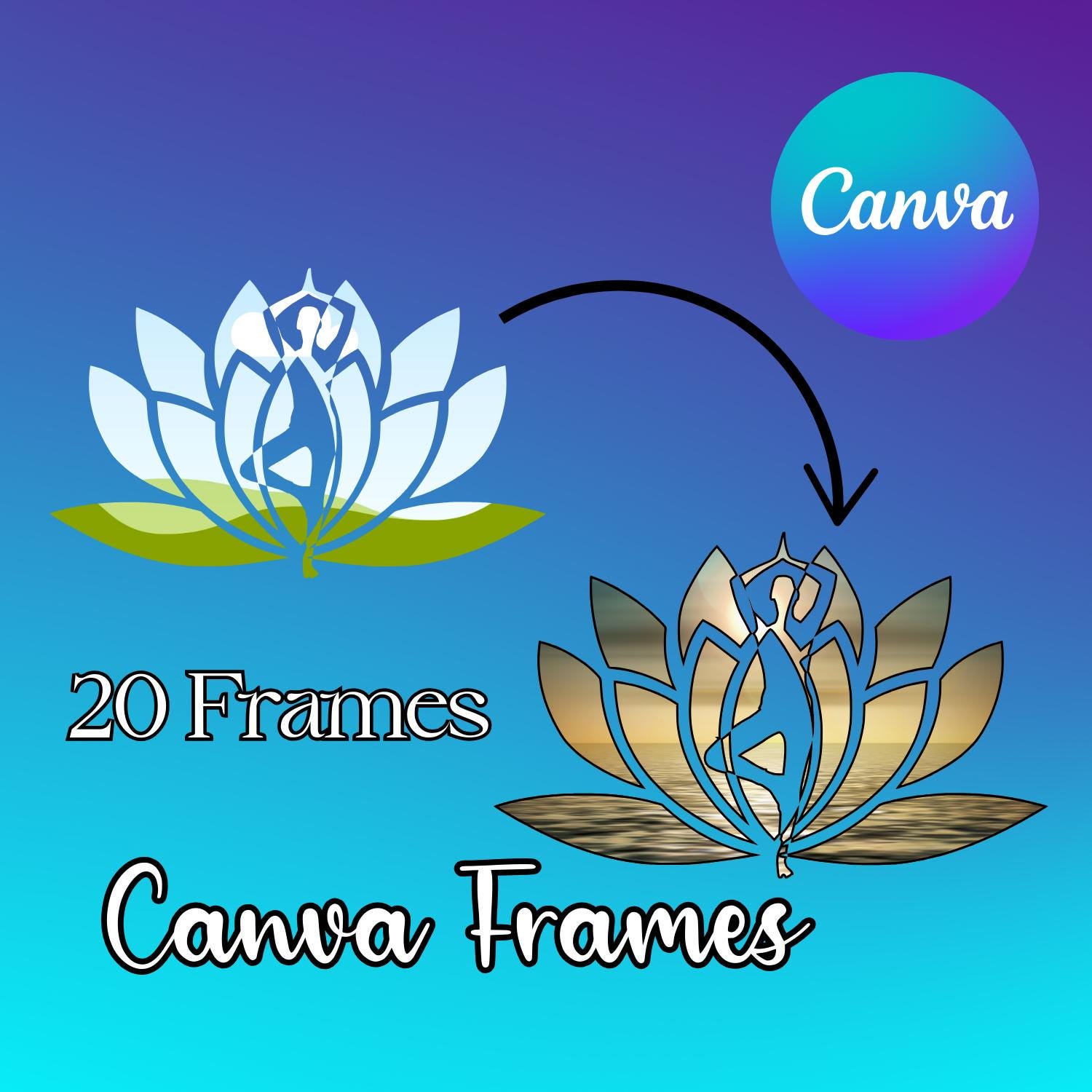 Lotus Flower Chakra Frame Templates for Canva - Etsy