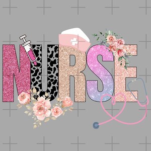 Floral Nurse PNG: Blue & Pink Sublimation Design (digital Download) - Etsy