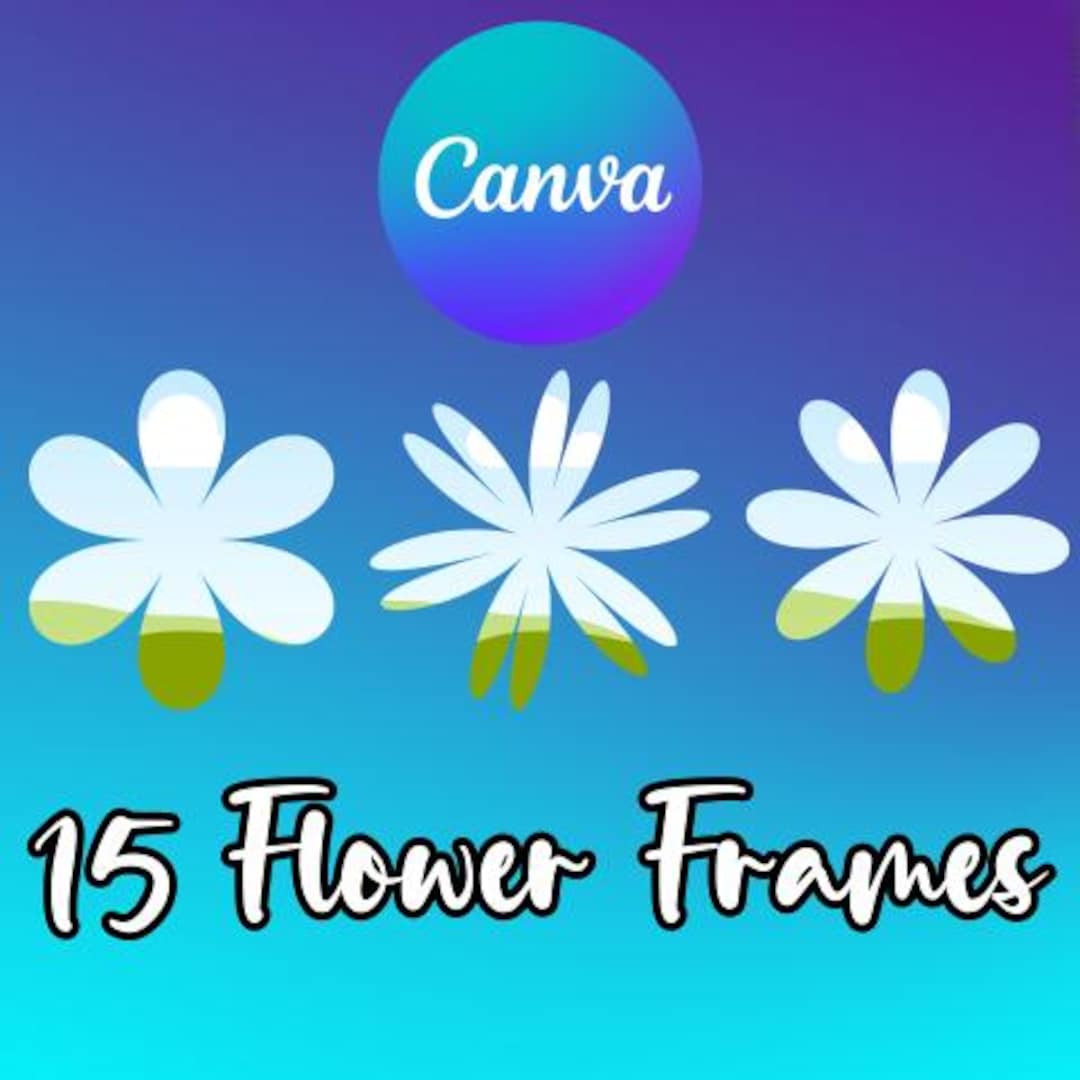 Flower Frames for Canva Templates | Retro Flowers Bundle - Etsy
