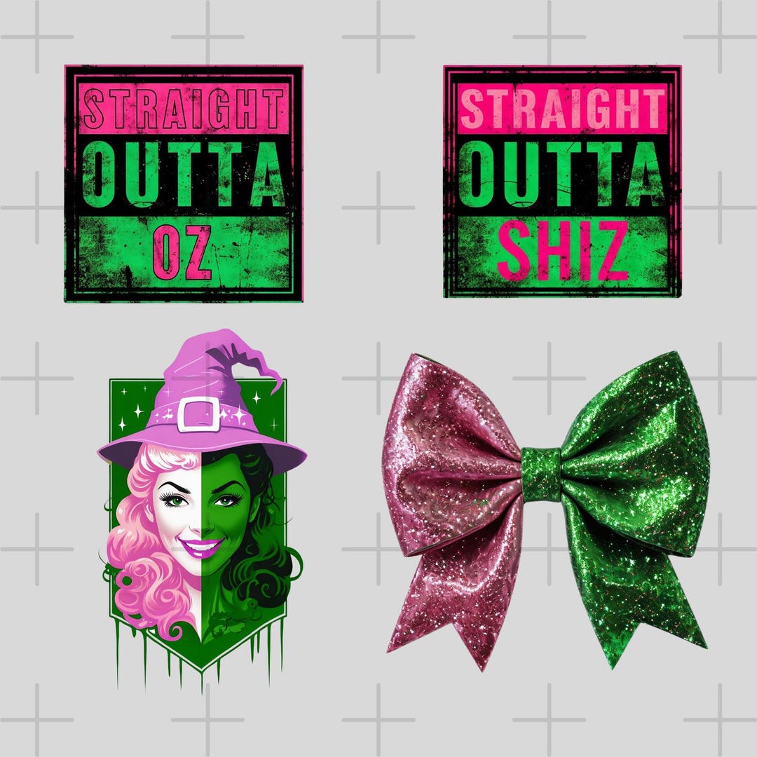 Wicked Inspired PNG Bundle: Elphaba & Glinda Designs (digital File ...