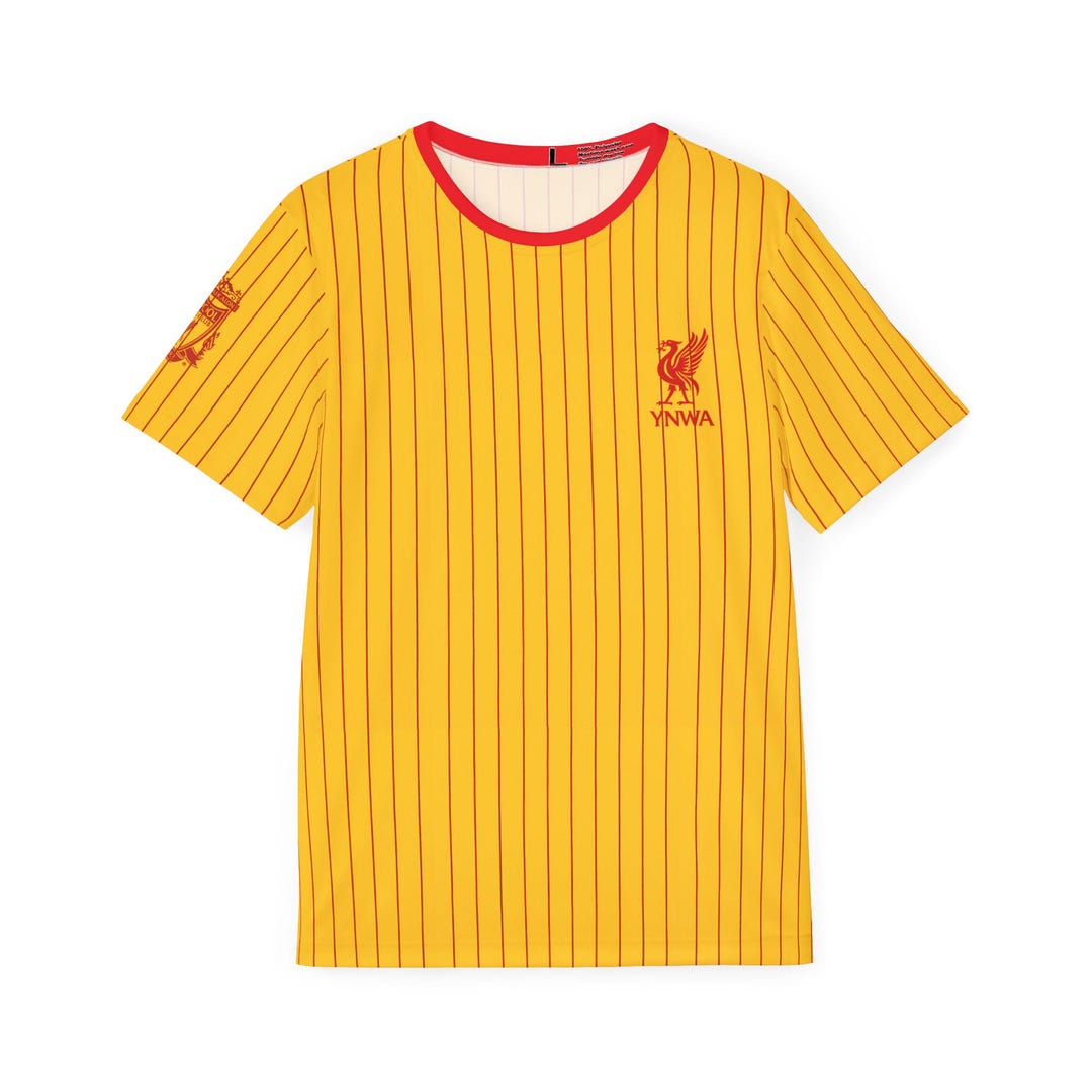 Retro Liverpool Football Shirt – Yellow & Red Pinstripe Jersey – YNWA ...