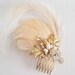 Gold Feather Headpiece, Champagne Wedding Feather Fascinator, Wedding ...