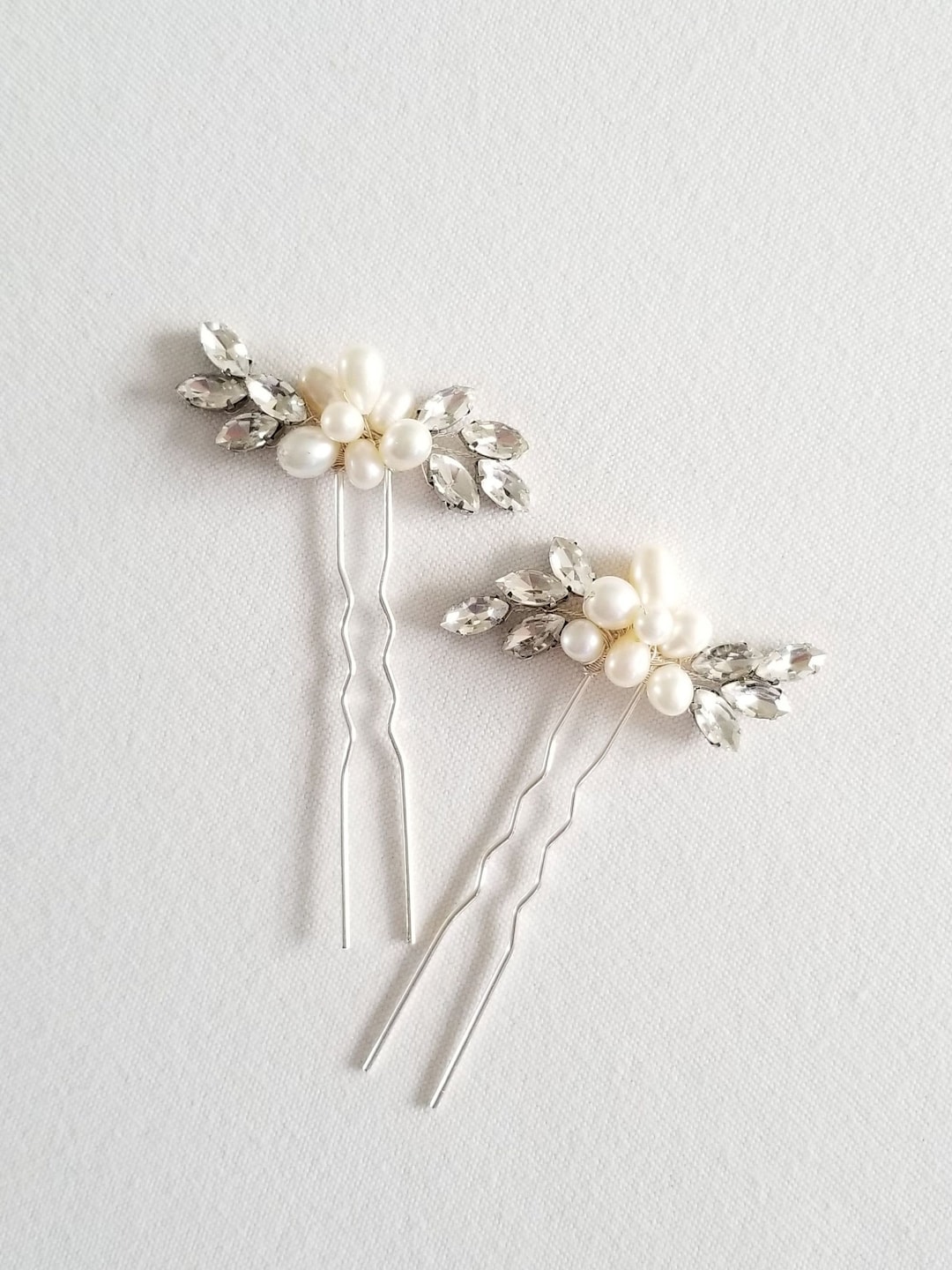 Bridal Hair Pins, Freshwater Pearl Crystal Wedding Headpiece - Etsy
