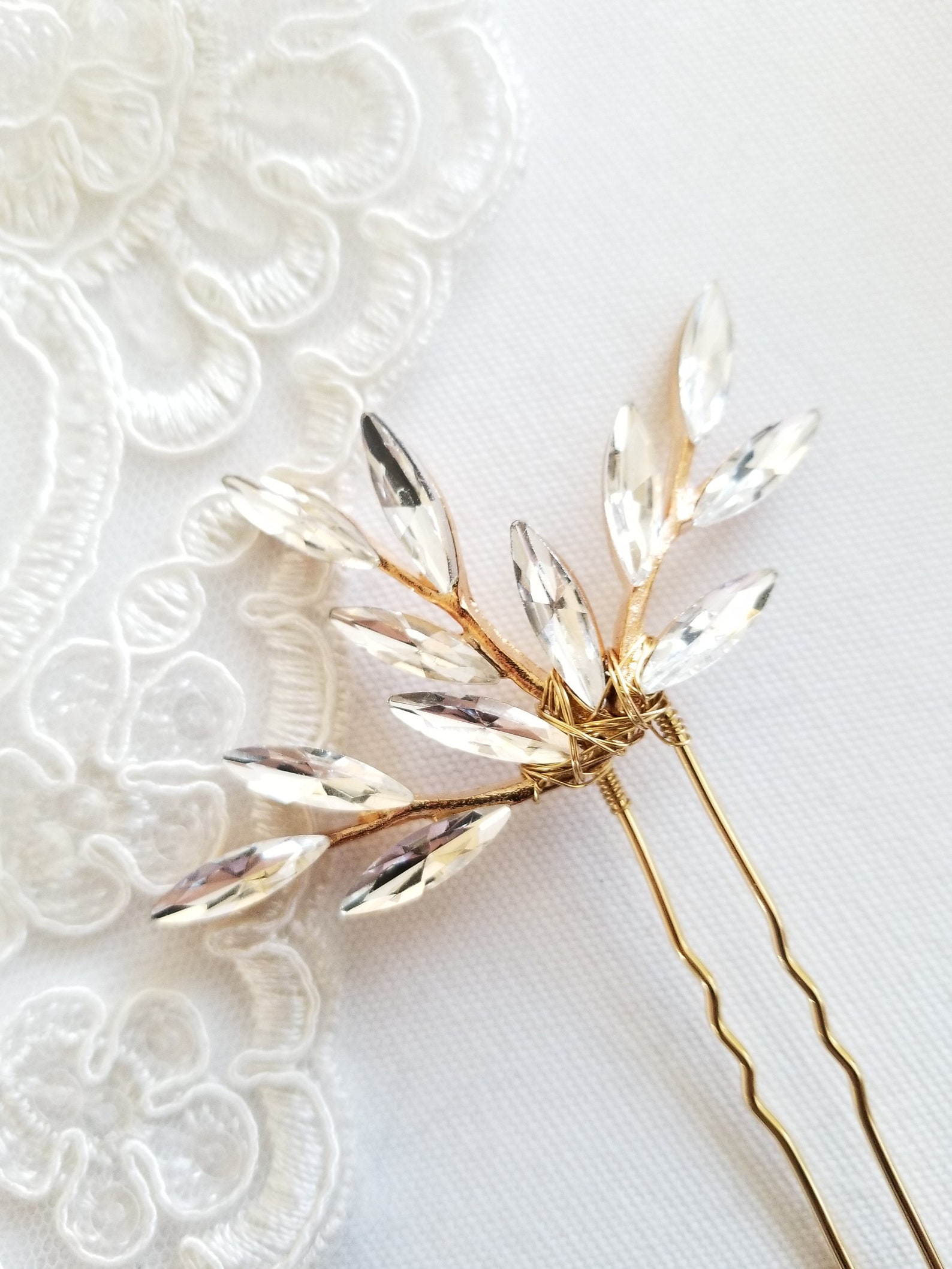 Crystal Gold Bridal Hair Pins Wedding Crystal Gold Hair Pins - Etsy