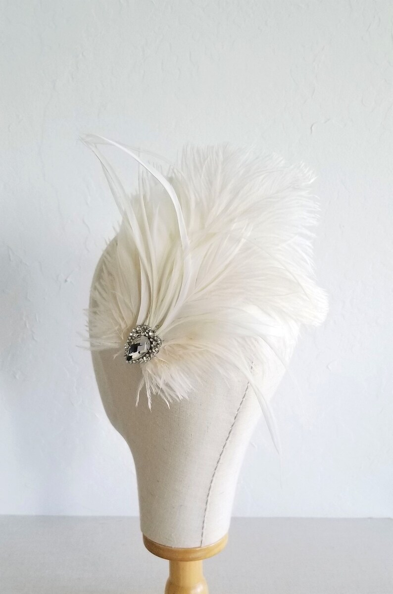 Cream Feather Bridal Headpiece, Euro Style Ostrich Feather Hair Clip ...