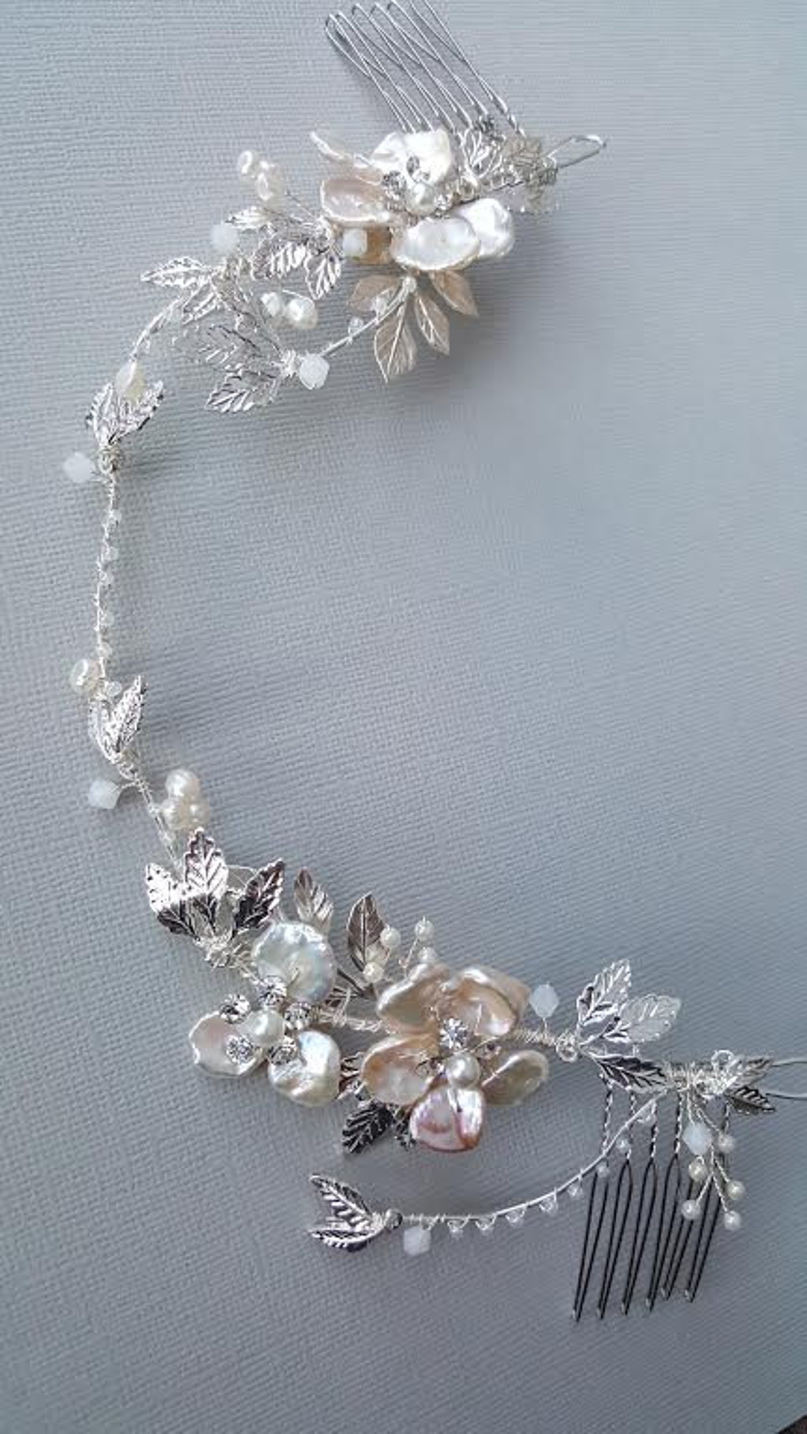 Wedding Pearl Headpiece Bridal Pearl Hairpiece Gold Crystal - Etsy