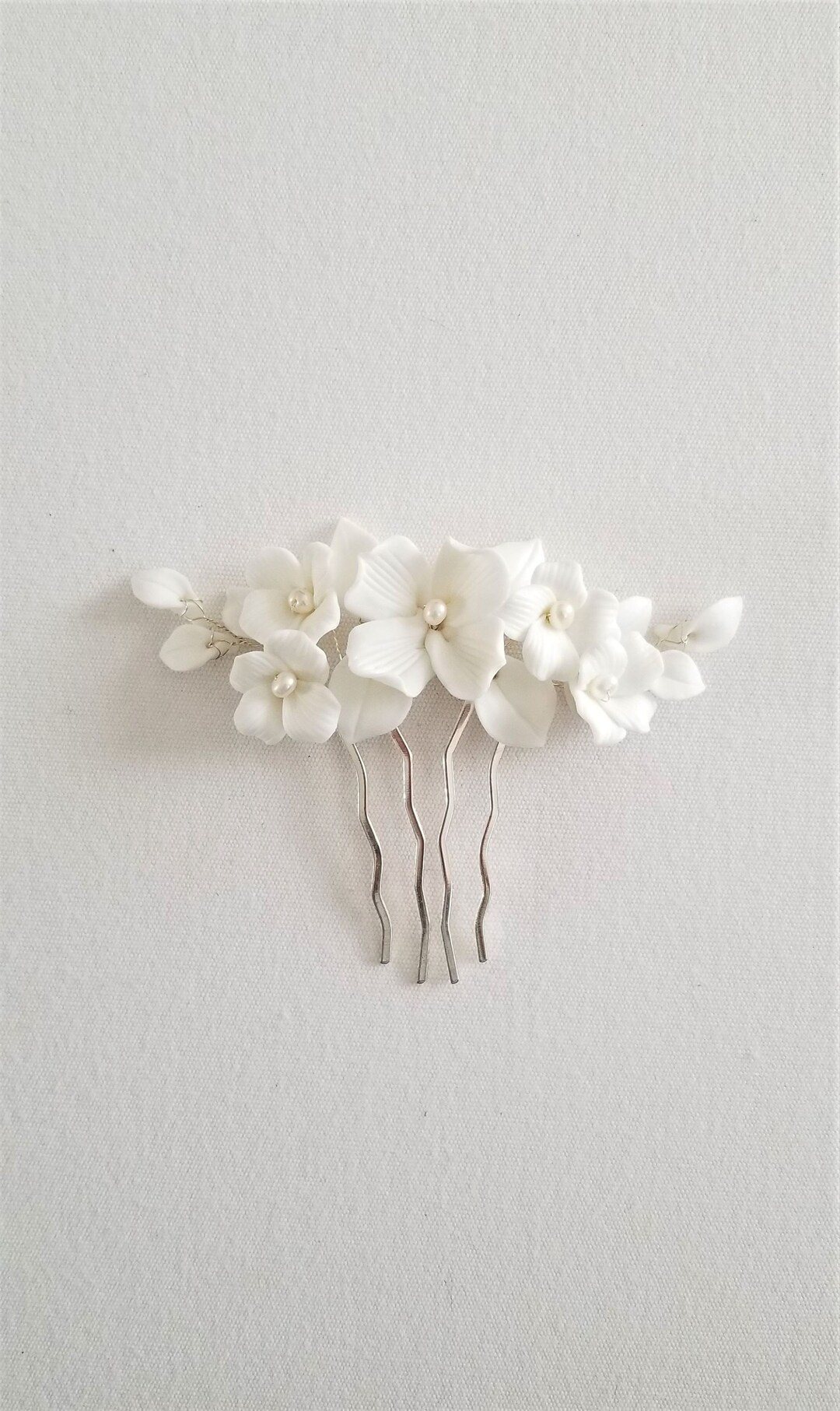 Modern White Wedding Hair Comb for Bride With Porcelain - Etsy