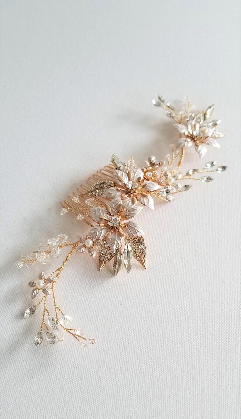 Gold Bridal Headpiece With Crystals Gold Wedding Vine Hair - Etsy