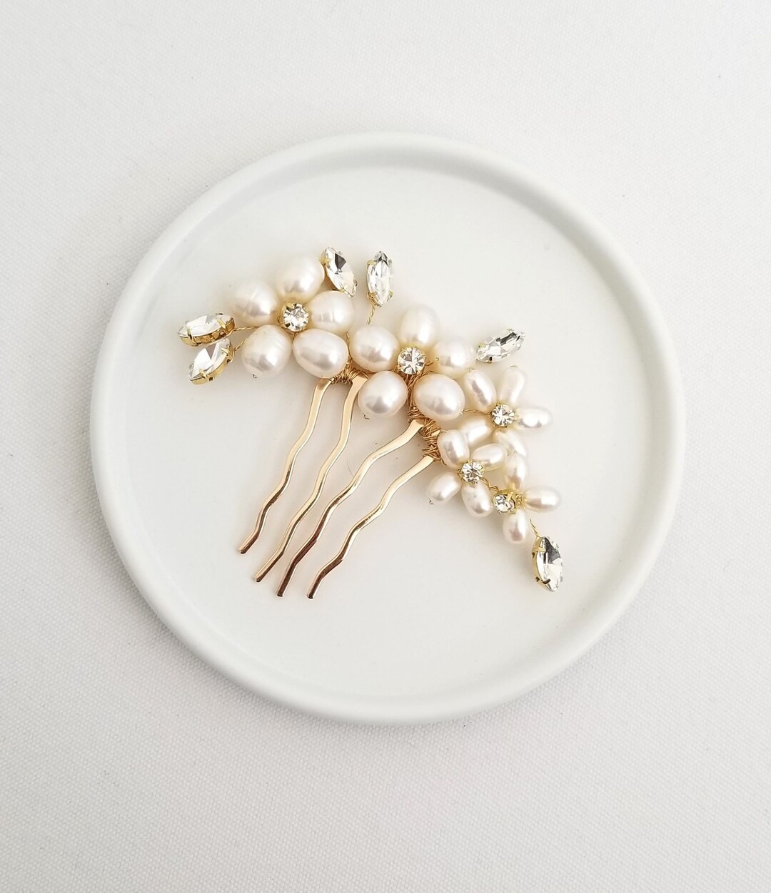 Freshwater Pearl Bridal Hair Comb, Small Pearl Crystal Wedding Hair ...