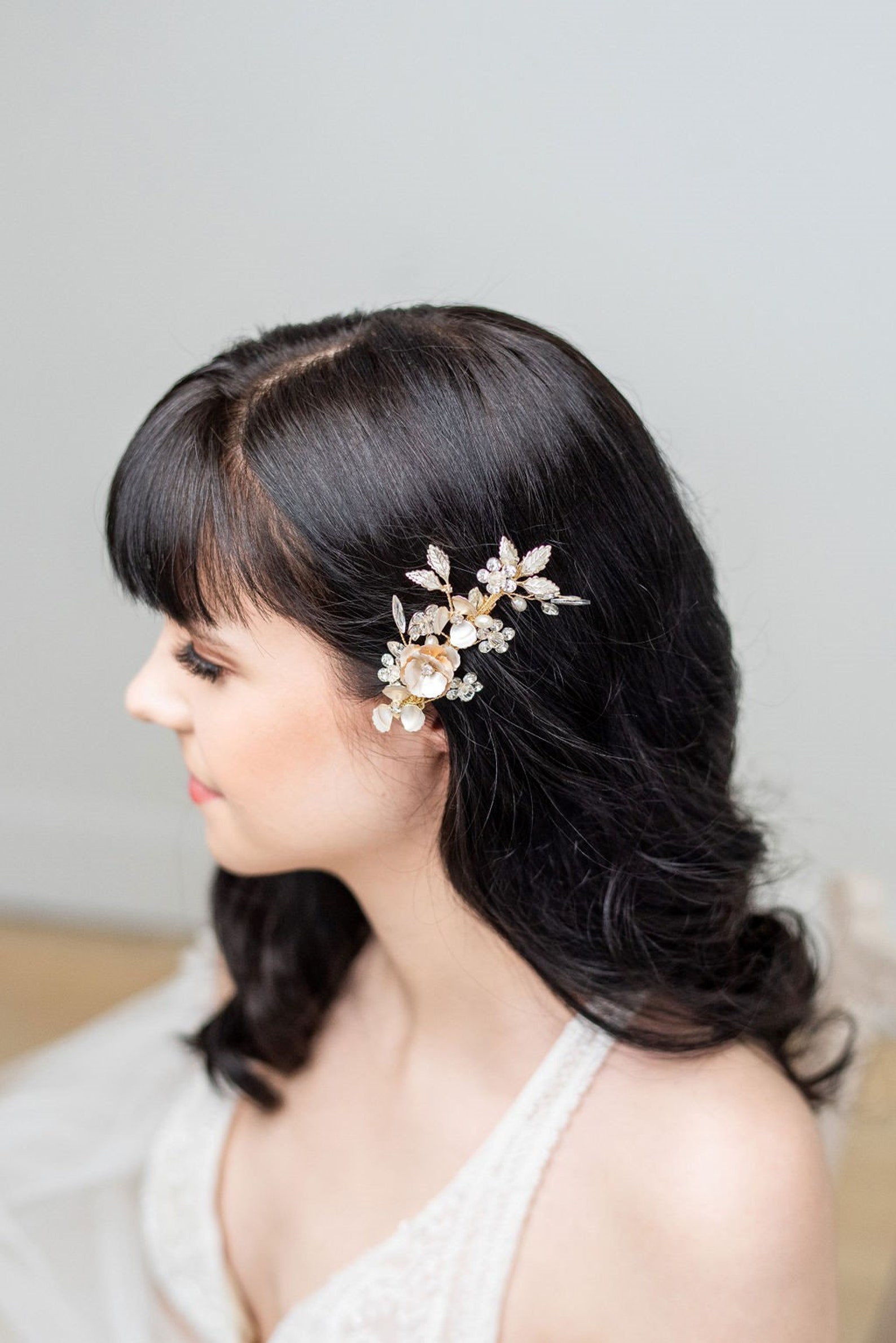 Floral Wedding Hair Clip Bridal Hair Clip for Bride Gold - Etsy