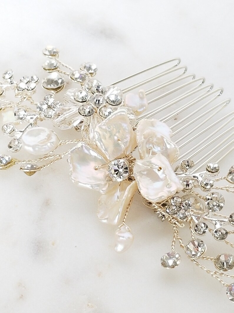 Gold Pearl Bridal Hair Comb Pearl Crystal Hair Comb Pearl | Etsy