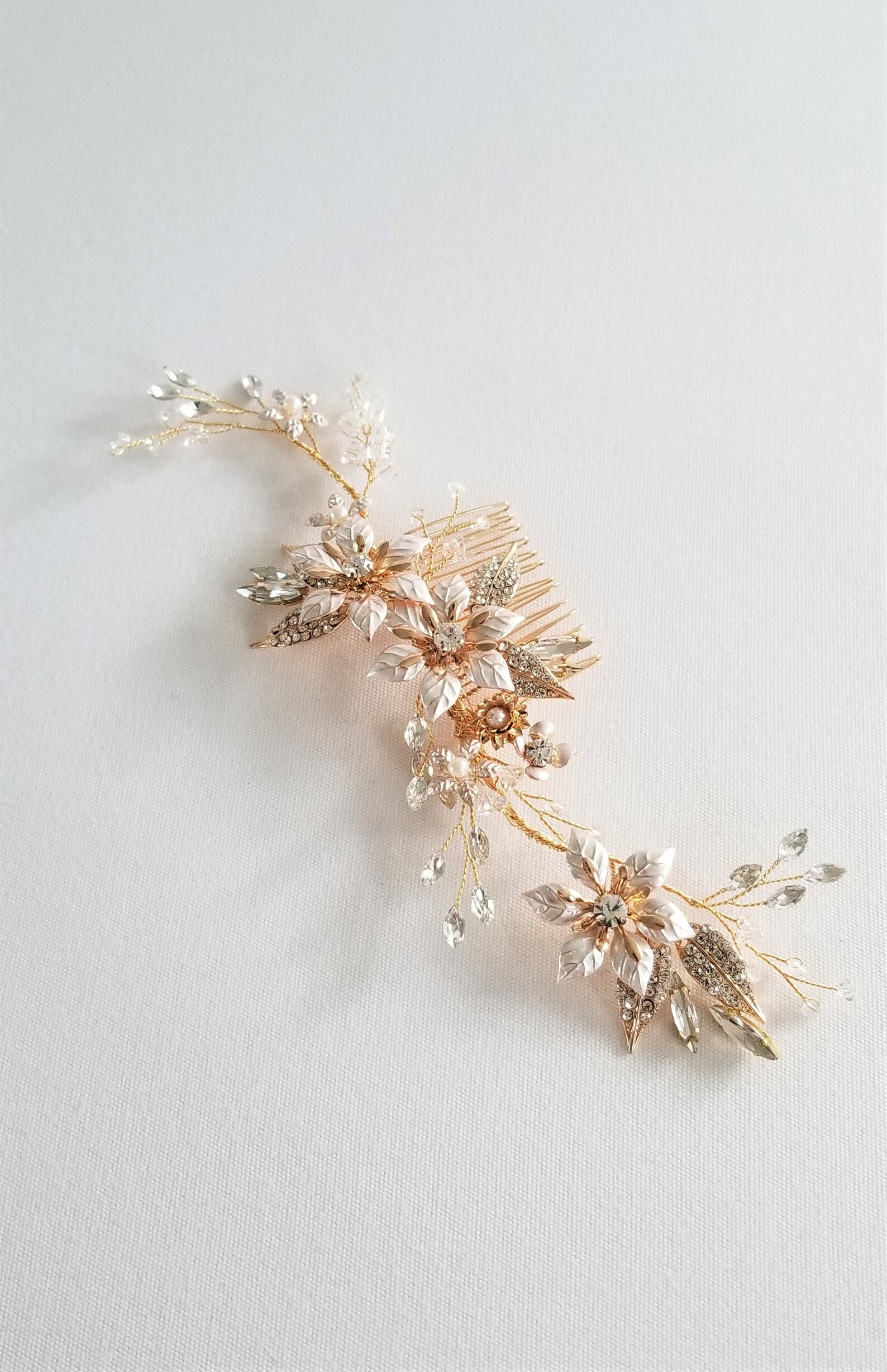 Gold Bridal Headpiece With Crystals Gold Wedding Vine Hair - Etsy