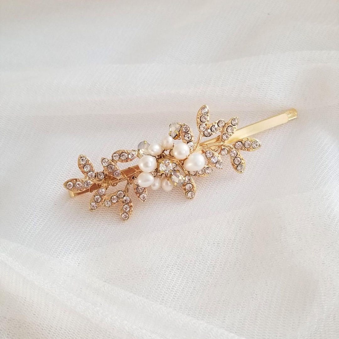 Bridal Hair Clip, Pearl Crystal Wedding Hair Pin, Rhinestone Pearl Hair ...