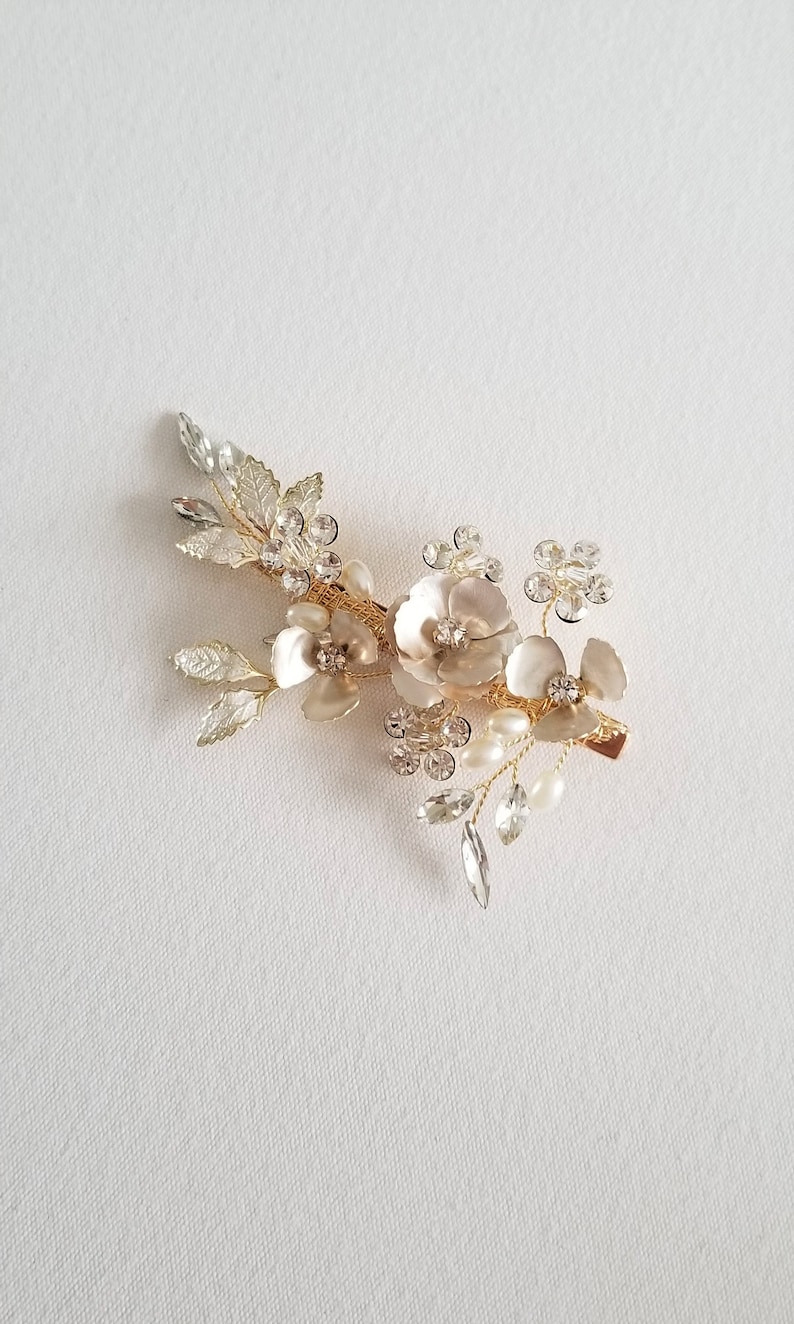 Floral Wedding Hair Clip Bridal Hair Clip for Bride Gold - Etsy