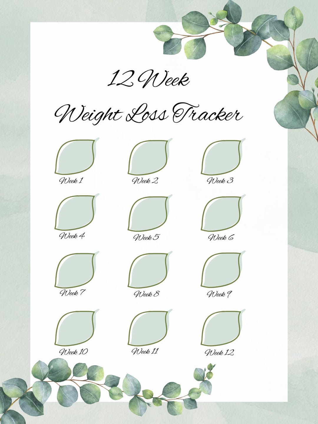 Weight Loss Tracker / 12 Week Tracker - Etsy