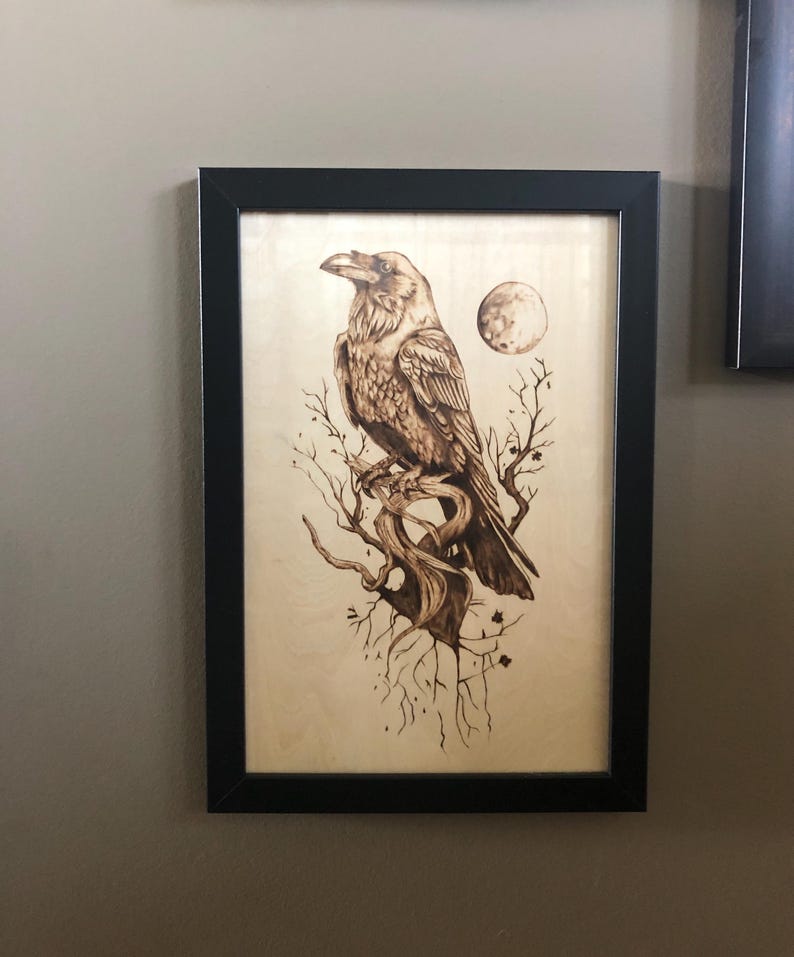 Raven Moon Wood Burn - Etsy