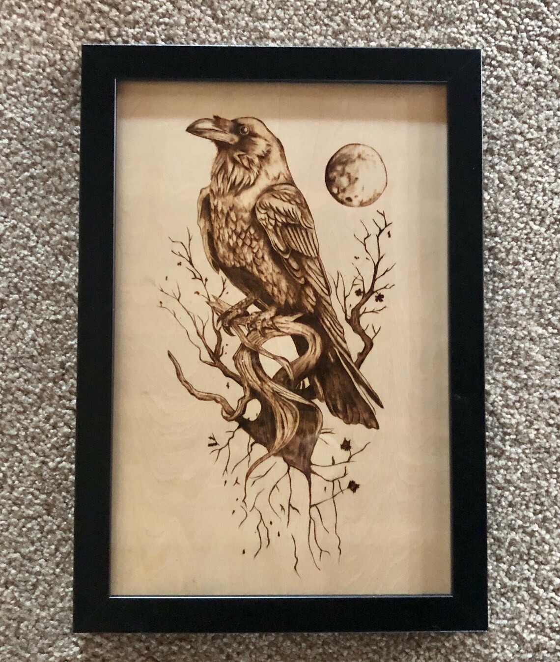 Raven Moon Wood Burn - Etsy