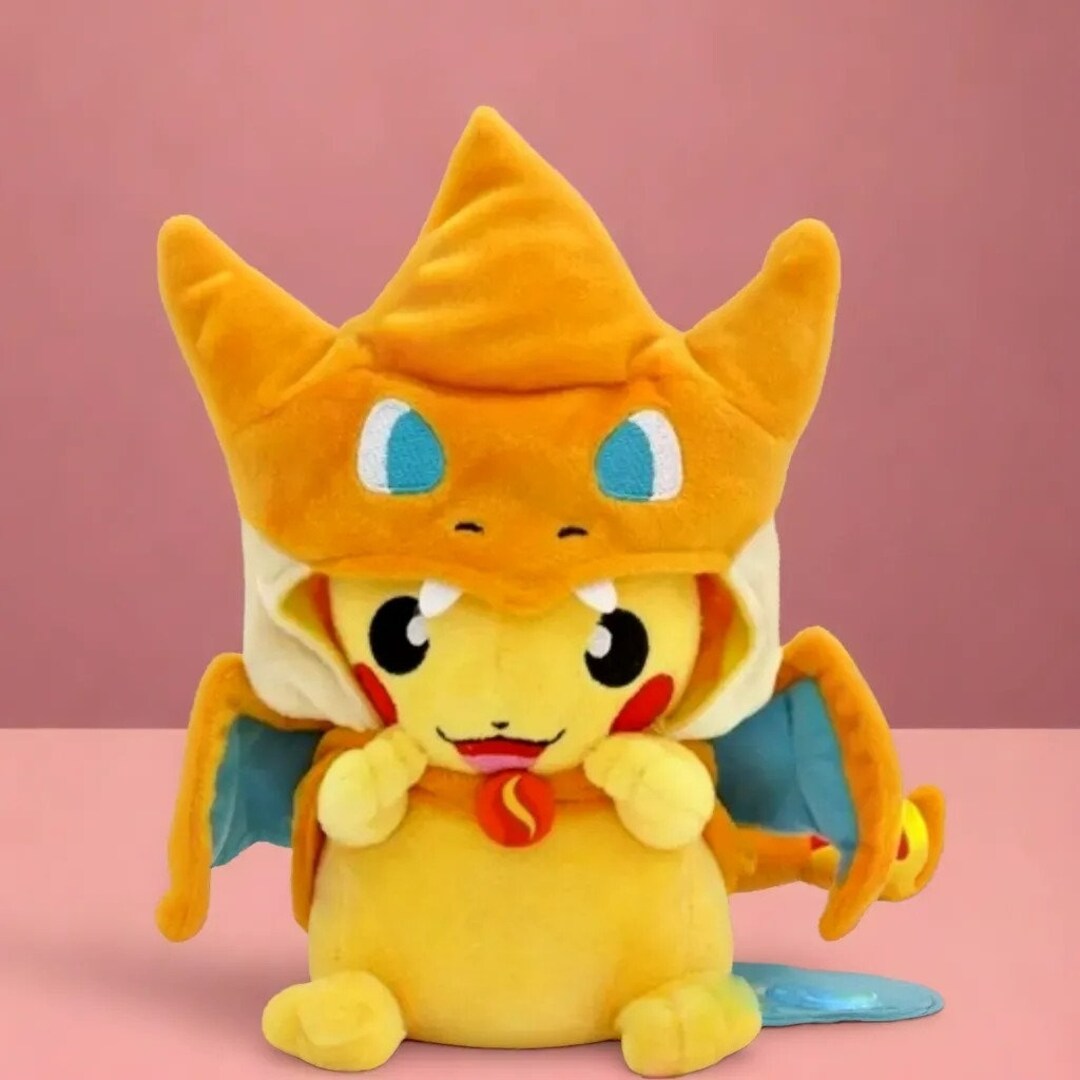 Playful Plush Pikachu With Charizard Hoodie Perfect Gift for All Ages ...