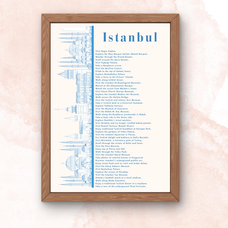 Istanbul Travel Bucket List Poster 29x42 Cm Istanbul Art, Wall Decor ...