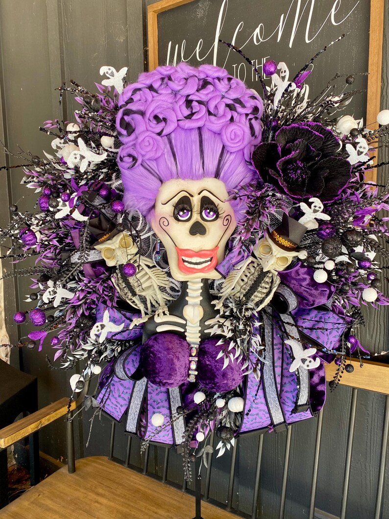 Barbara Bones Halloween Wreath, Skeleton Wreath, Halloween Wreath, Fall ...