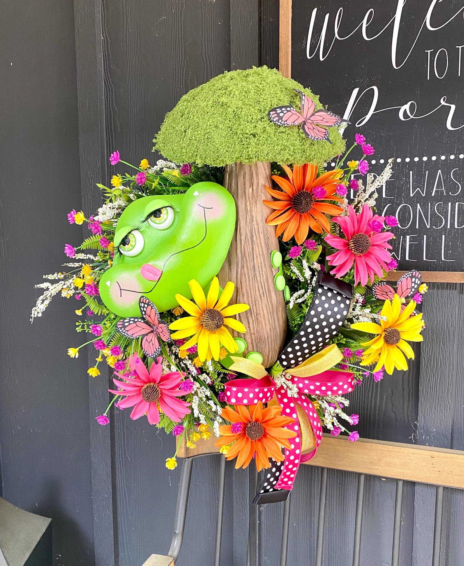 Summer Frog Wreath, Summer Wreath, Spring Wreath, Summer Swag, Daisy ...