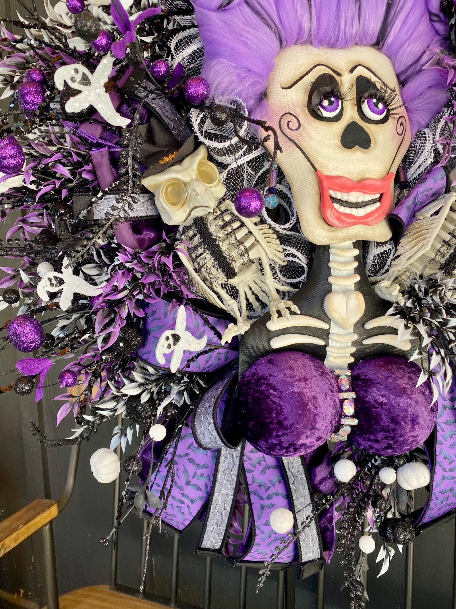 Barbara Bones Halloween Wreath, Skeleton Wreath, Halloween Wreath, Fall ...