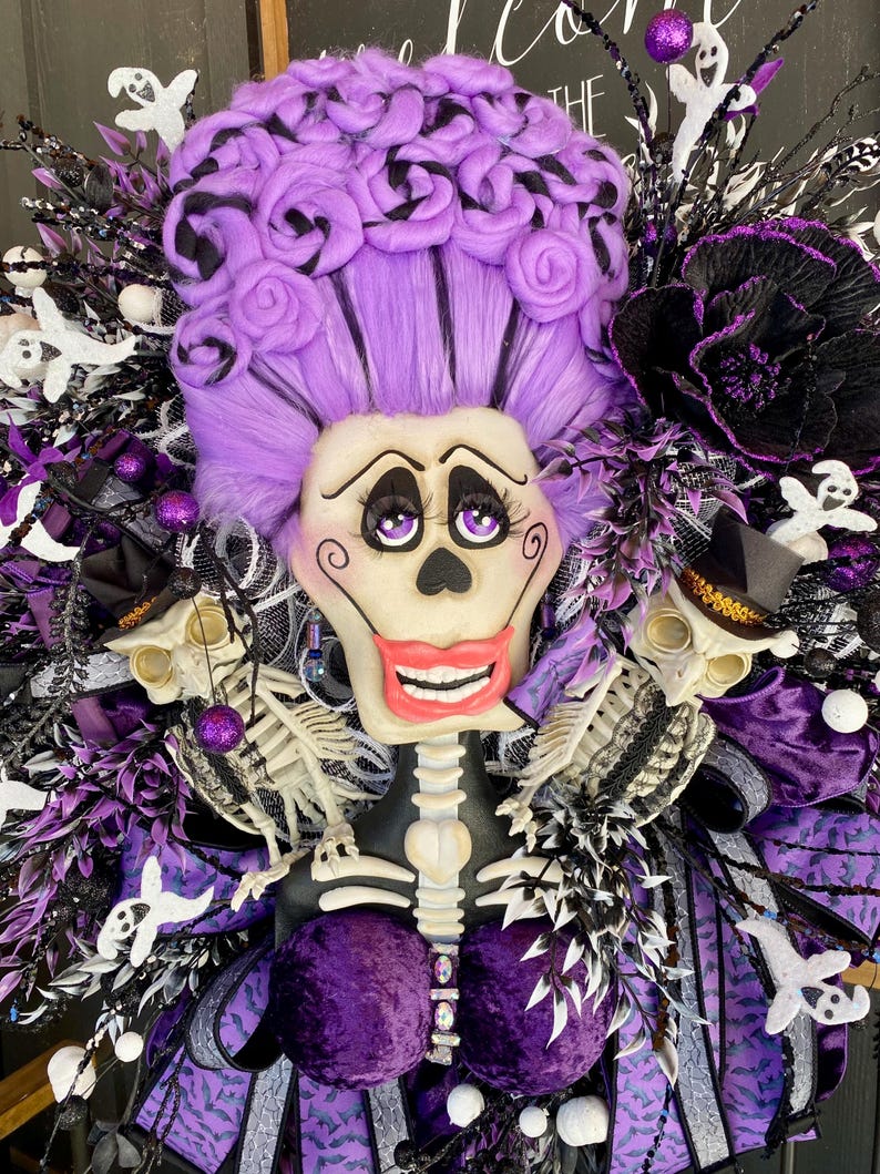 Barbara Bones Halloween Wreath, Skeleton Wreath, Halloween Wreath, Fall ...