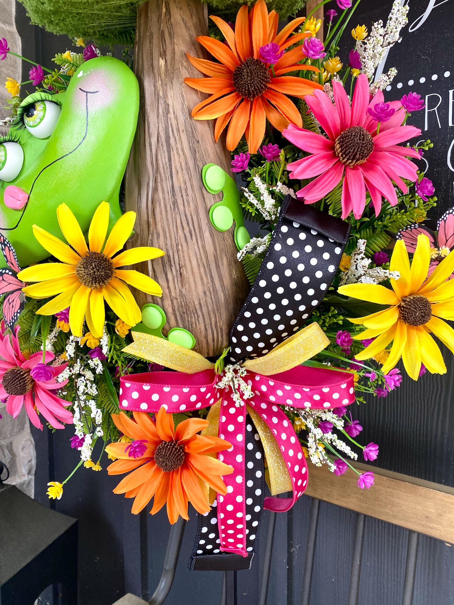 Summer Frog Wreath, Summer Wreath, Spring Wreath, Summer Swag, Daisy ...