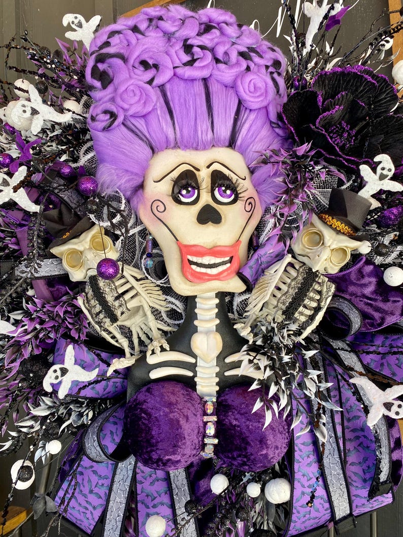 Barbara Bones Halloween Wreath, Skeleton Wreath, Halloween Wreath, Fall ...