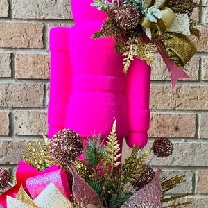 Pink Flocked Christmas Nutcracker, Pink Christmas Nutcracker, Pink ...