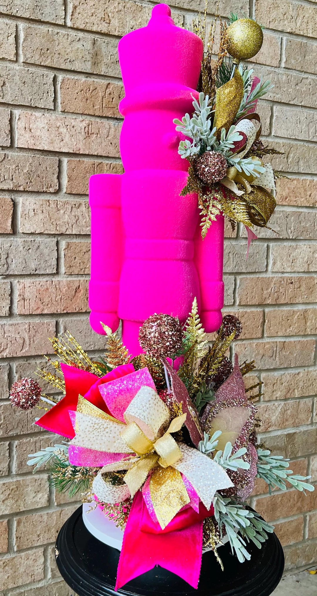 Pink Flocked Christmas Nutcracker, Pink Christmas Nutcracker, Pink ...