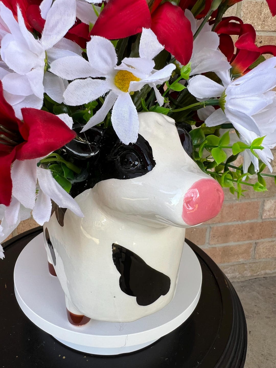 Cow Planter Flower Arrangement, Cow Centerpiece, Cow Garden Centerpiece ...