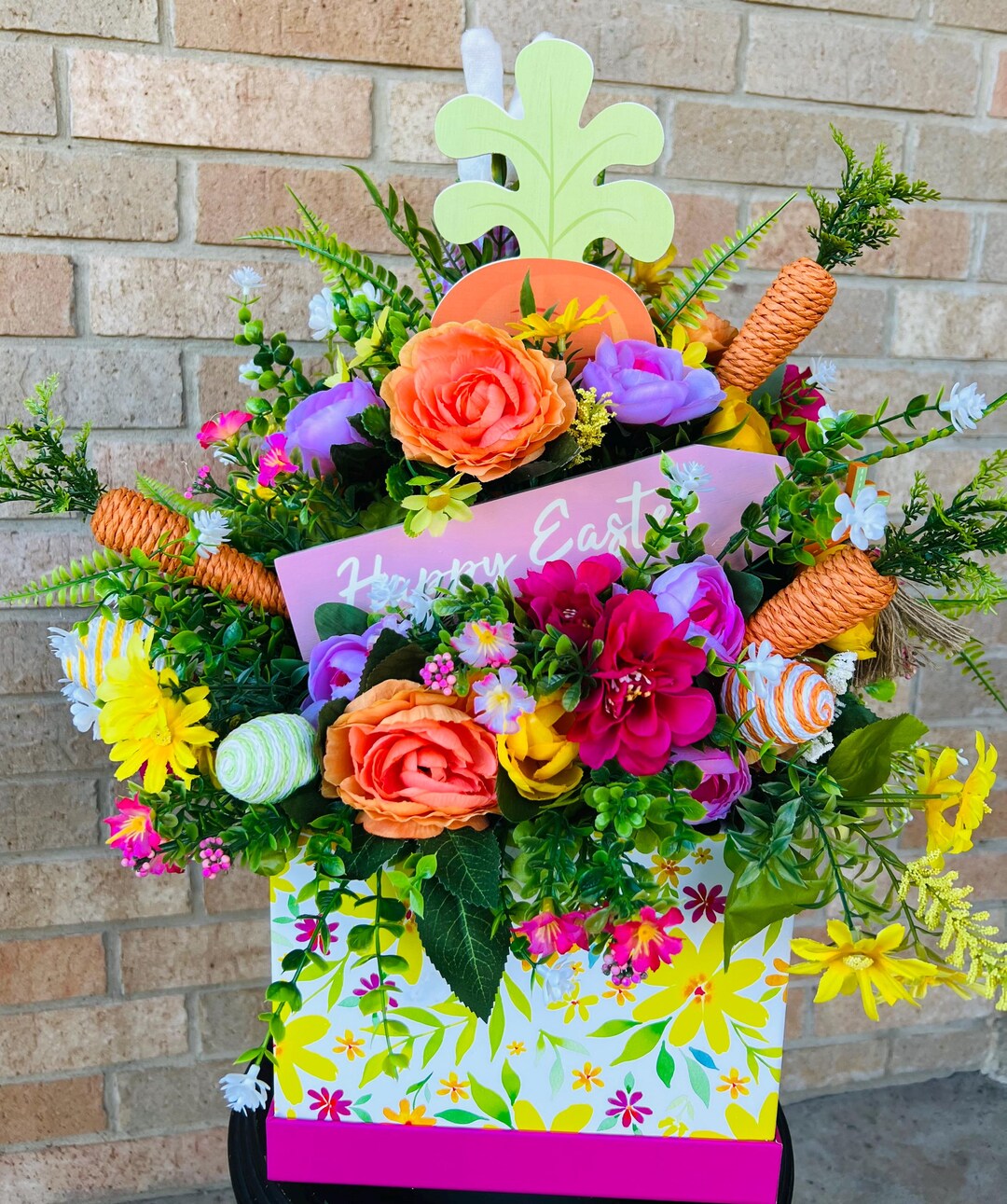 XL Flower Box Floral Arrangement, Spring Easter Centerpiece, Easter ...