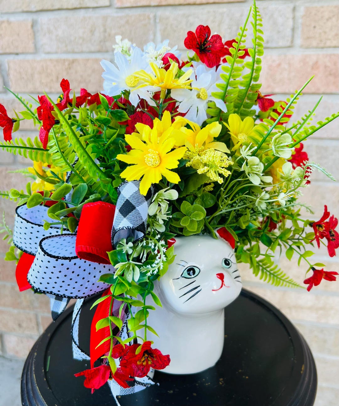 Cat Planter Arrangement, Cat Garden Centerpiece, Cat Lovers Planter ...