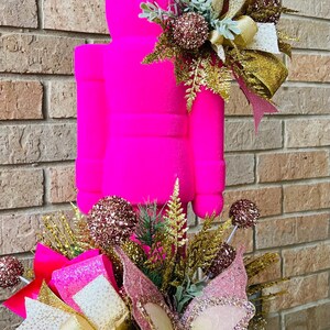 Pink Flocked Christmas Nutcracker, Pink Christmas Nutcracker, Pink ...