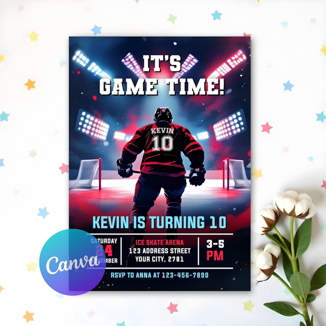 Ice Hockey Birthday Party Invitation, Hockey Birthday Invitation, Ice ...