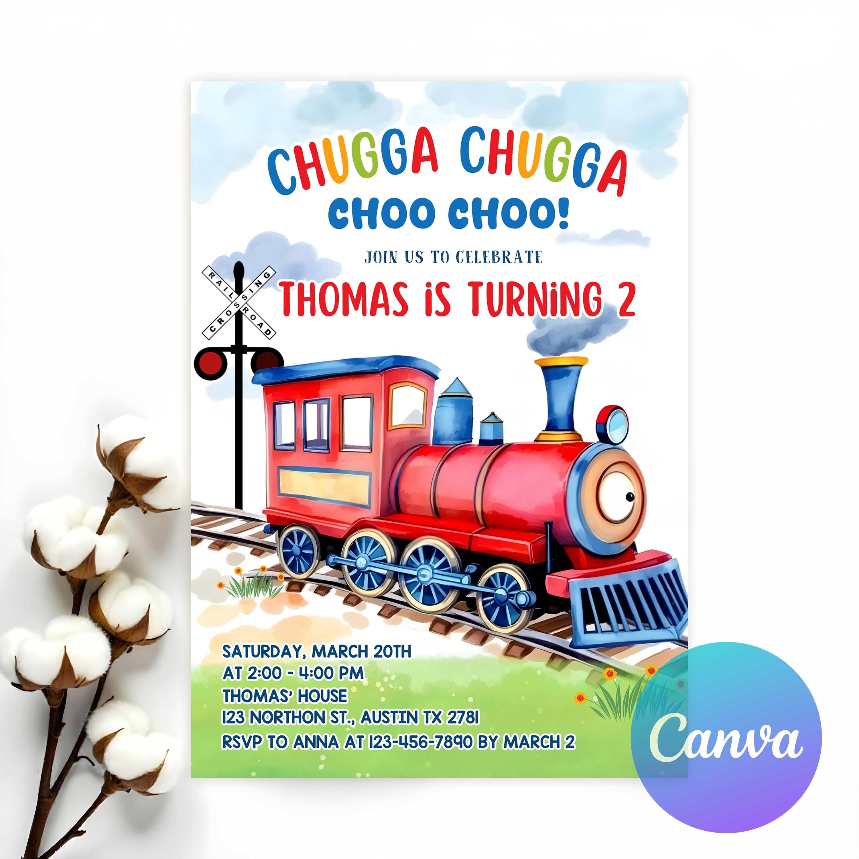 Editable Train Birthday Invitation Template, Chugga Chugga Choo Choo ...