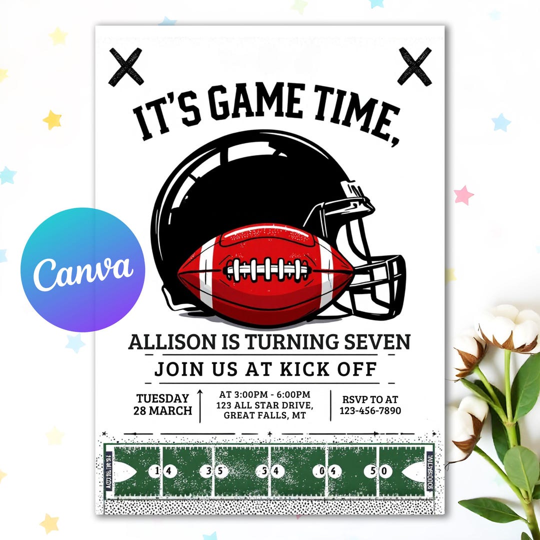Touchdown Football Birthday Invitation, Sports Party Invite, Football ...