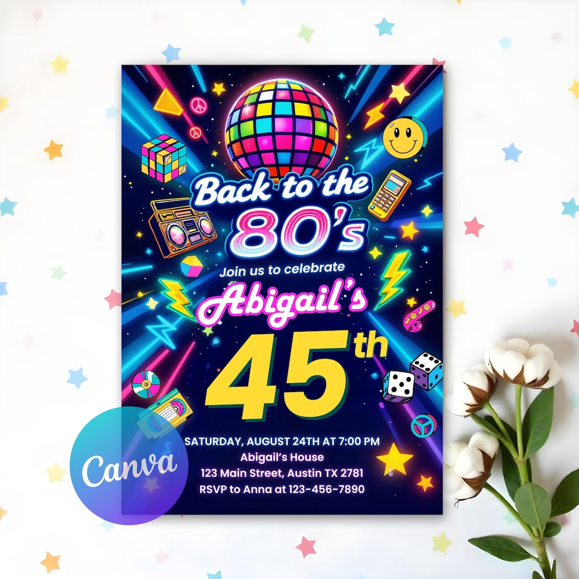 Editable 80s Party Invitation, Back to the 80s, Throwback Party, 80s ...