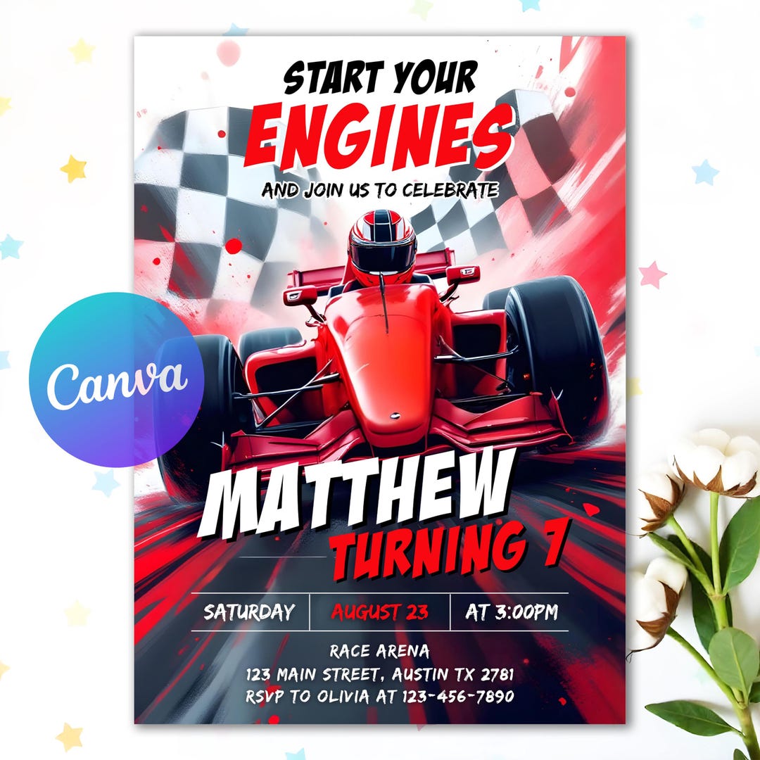 Editable Race Car Birthday Invitation, Racecar Party, Racing Party ...