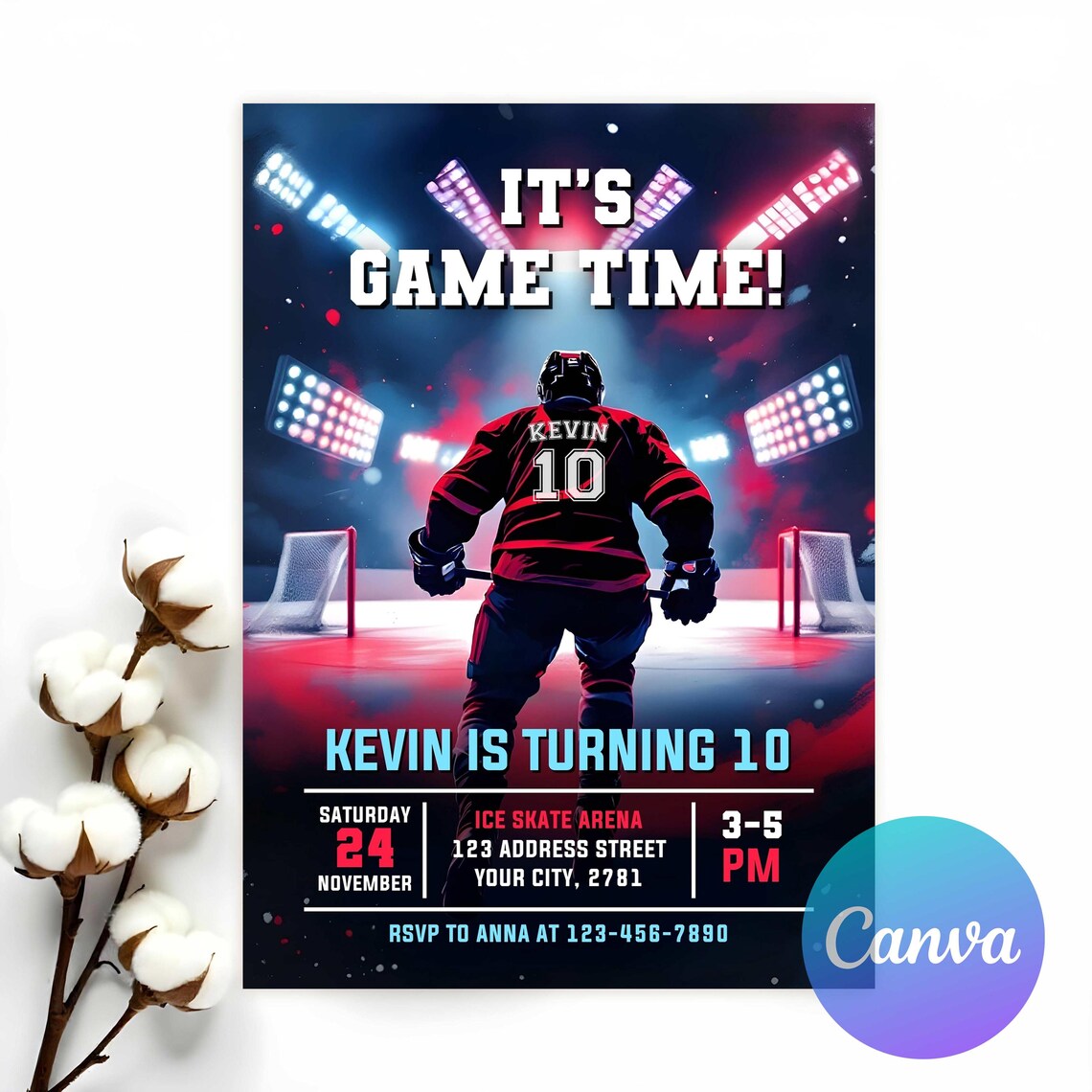 Ice Hockey Birthday Party Invitation, Hockey Birthday Invitation, Ice ...