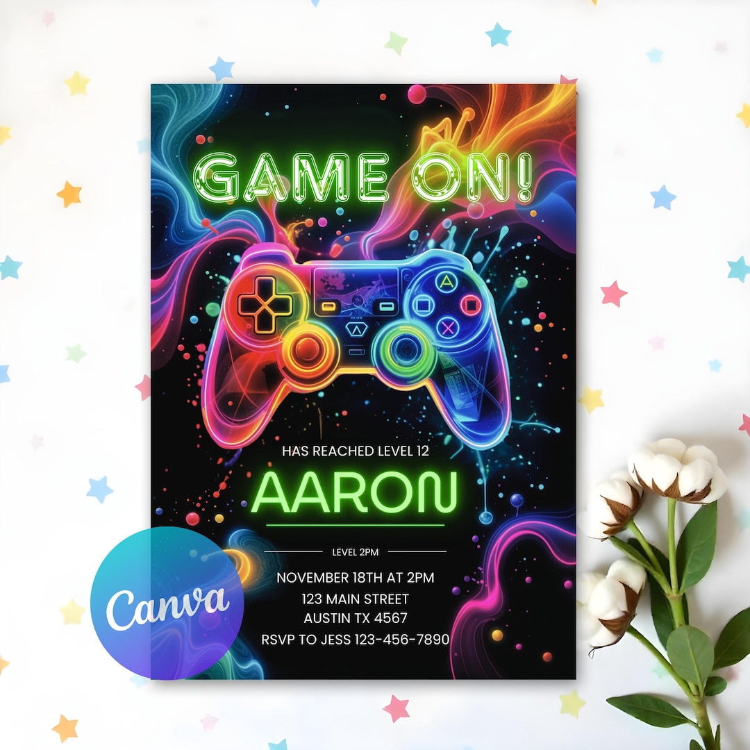 Video Game Party Invitation, Video Game Invitation, Boy Gamer Party ...