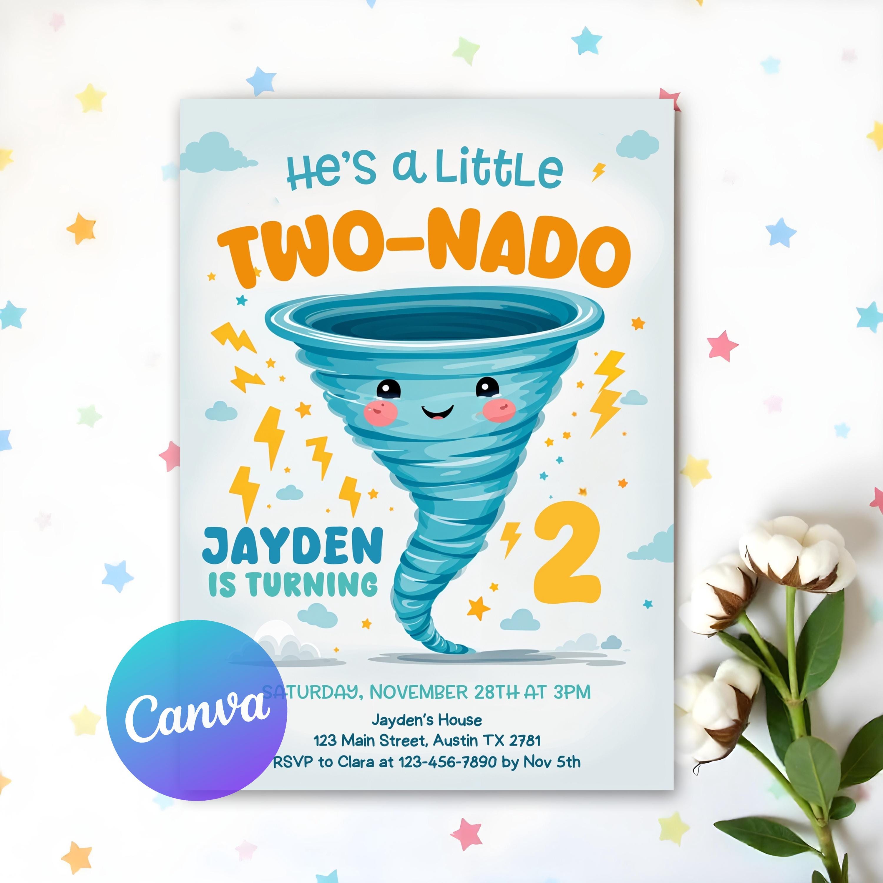 Editable Twonado Birthday Invitation, FOURNADO Birthday Party Invite ...