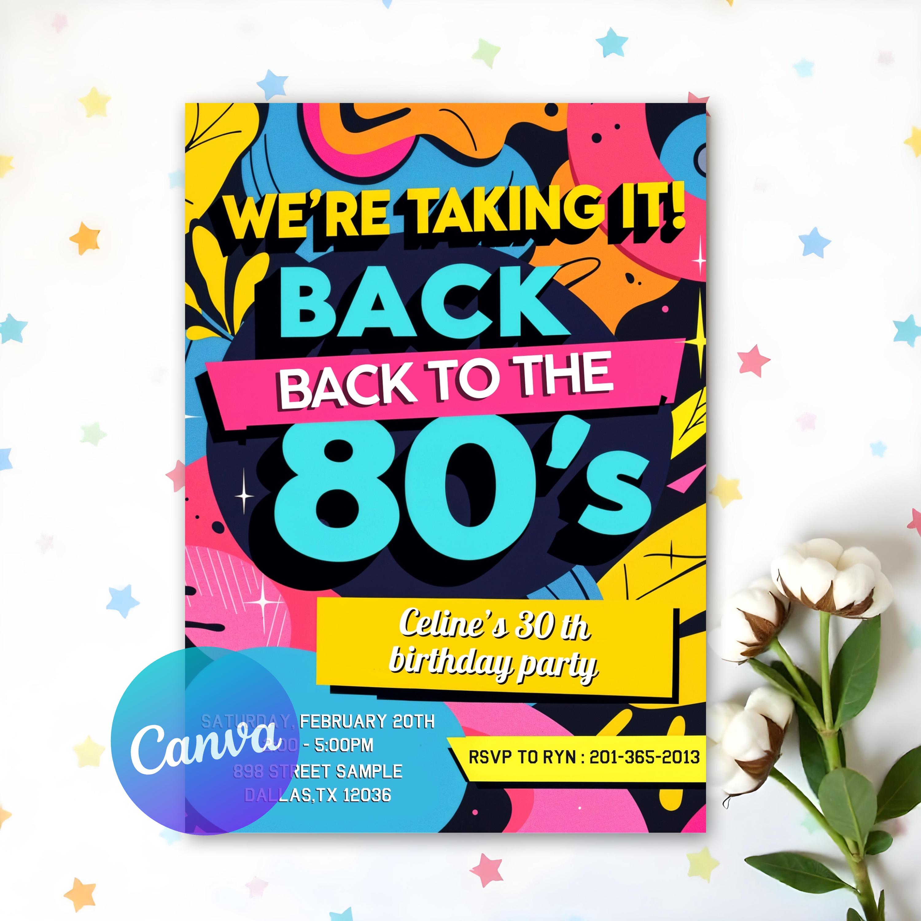 Editable 80s Birthday Party Invitation, Back to the 80s Party ...