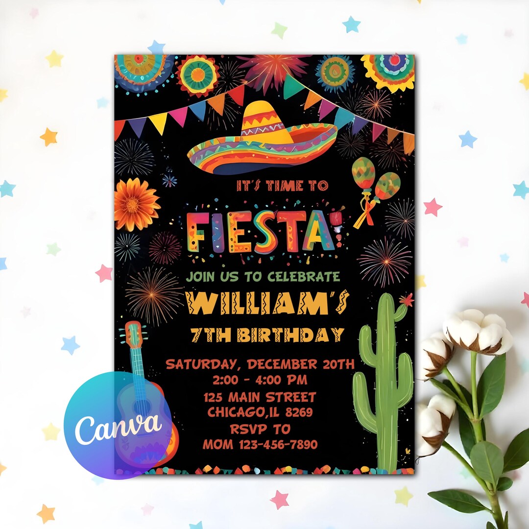 Mexican Fiesta Theme, Mexican Theme Invitation, Fiesta Birthday Party ...