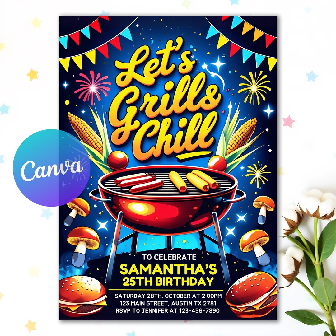 BBQ Digital Invitation, Barbeque Party Invitation, Summer Pool Party ...
