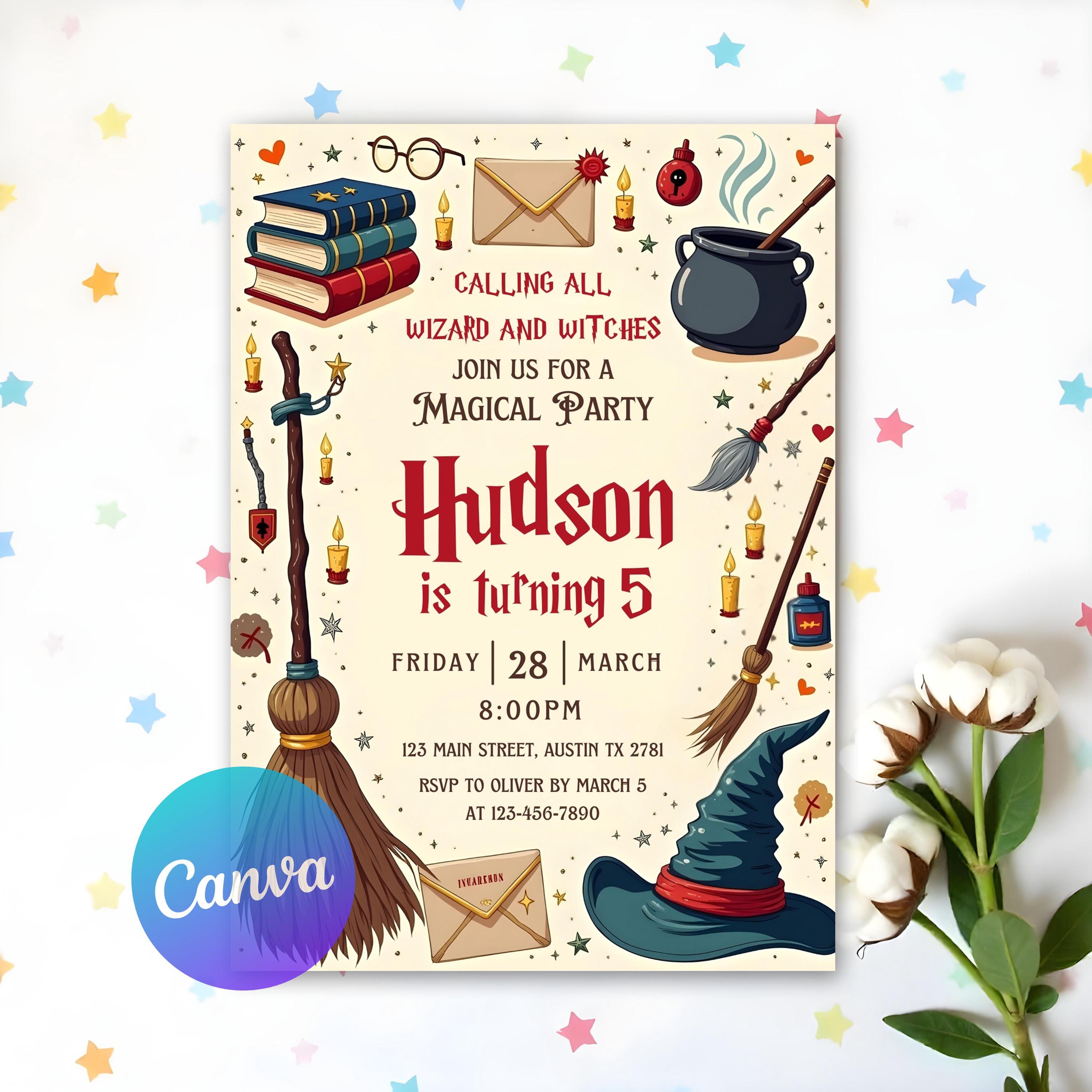 Editable Wizards Witches Birthday Invitation, Magical Birthday Invite ...